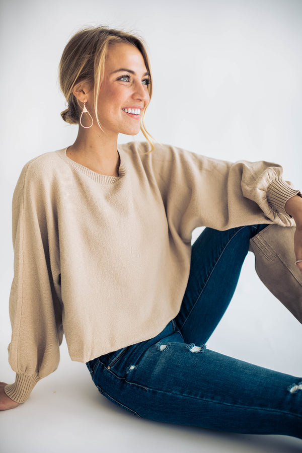 Lillian Sweater in Cafe Latte - falcon park